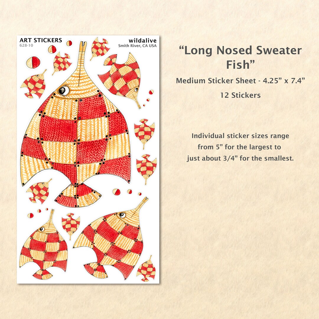 Silly Fish Stickers Fun Fish Stickers Wacky Fish Stickers Beach and ...