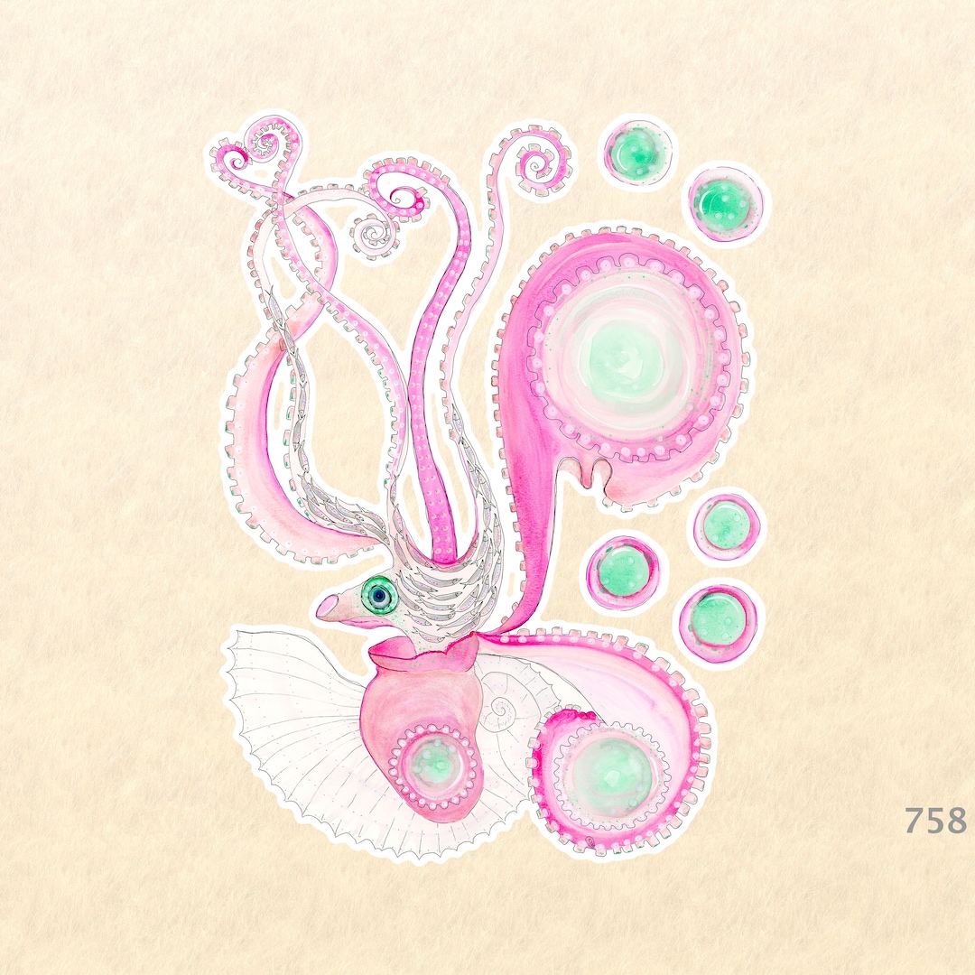 Octopus Sticker Argonauta Argo Sea Life Sticker Biology Illustration ...