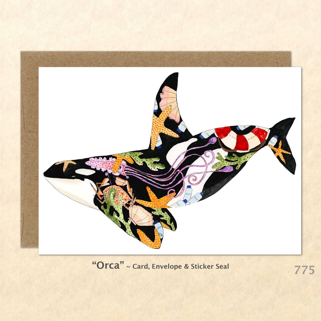 Orca Card Whale Card Dolphin Card Killer Whale Card Eco Note Card Eco ...