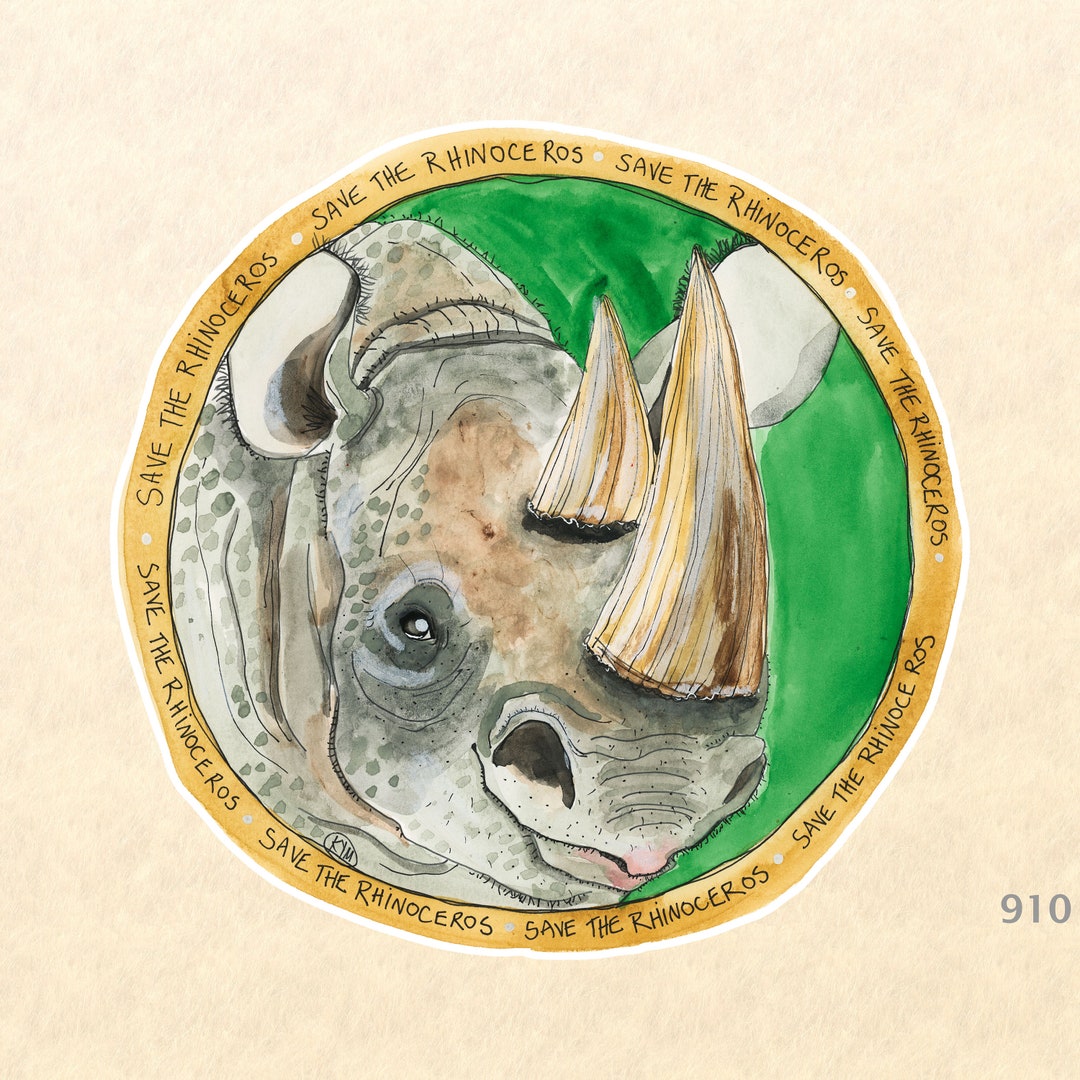 Save the Rhino Sticker Rhinoceros Eco Sticker Endangered Animals Water ...