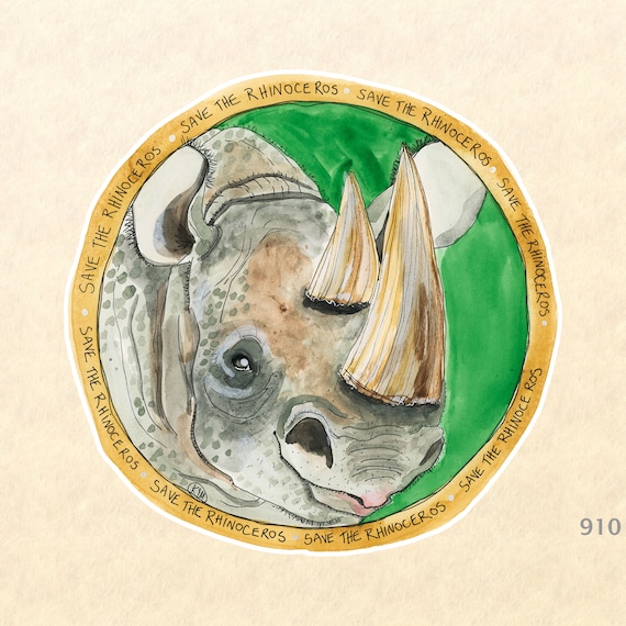 Save the Rhino Sticker Rhinoceros Eco Sticker Endangered | Etsy