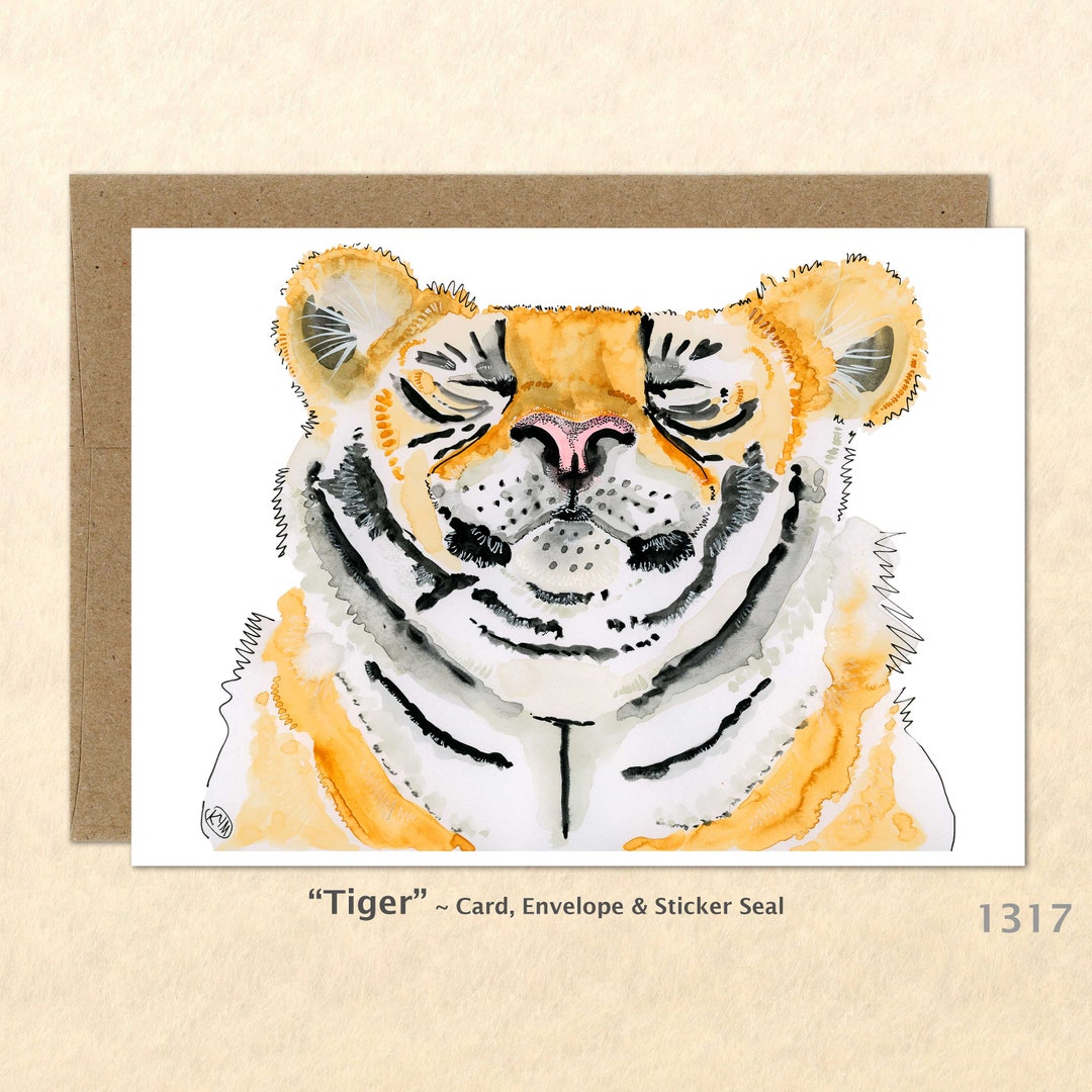 Tiger Note Card Watercolor Art Card Customizable Blank Card Wild ...