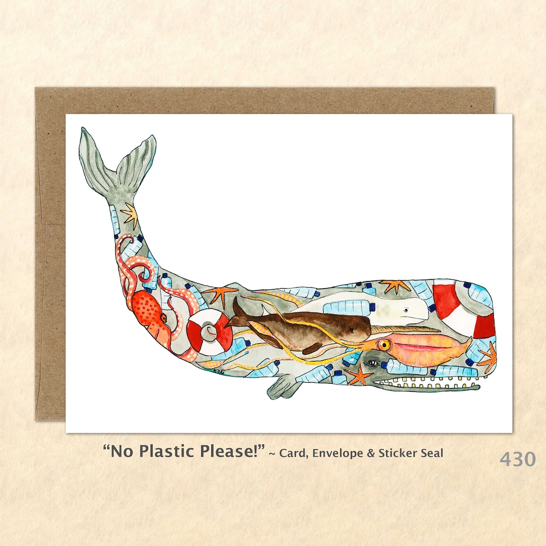 Eco Whale Note Card, Whale Cards, Eco Cards, Blank Note Card, Art Cards ...