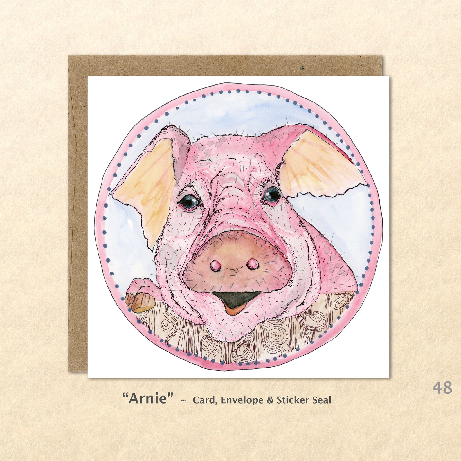 Pig Note Card Hog Card Farm Cards Farm Yard Animals Blank Note - Etsy UK