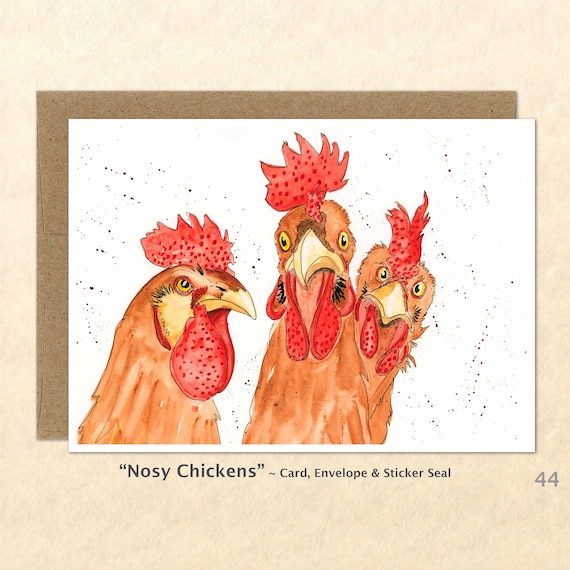 Chickens Note Card Chicken Cards Farm Cards Farm Yard | Etsy