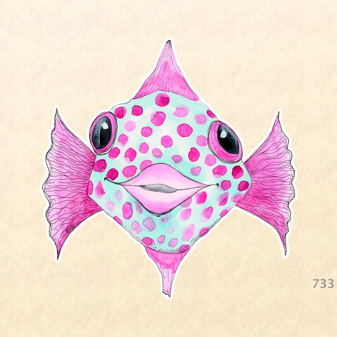 Cute Fish Sticker Fantasy Sticker Purple Fish Sticker Watercolor Art ...
