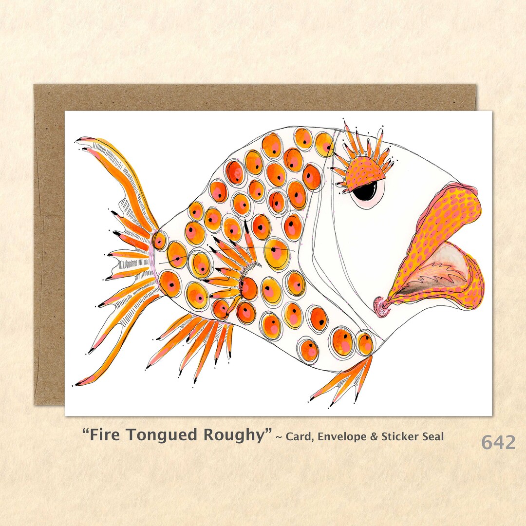 Wacky Fish Note Card, Fish Cards, Silly Fish Cards, Fun Cards, Blank ...