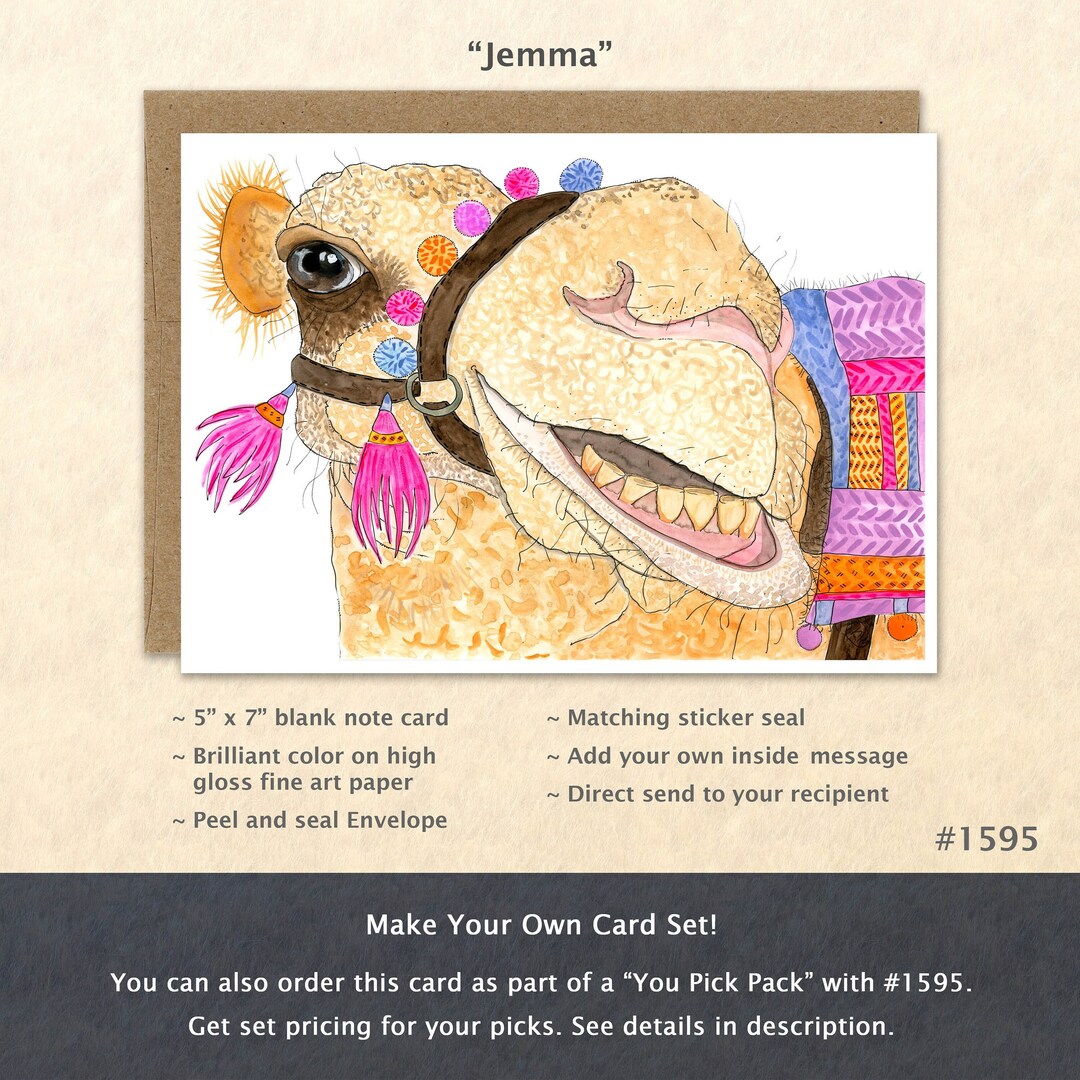 Camel Note Card Arabian Camel Card Cute Animal Card Customizable Blank ...