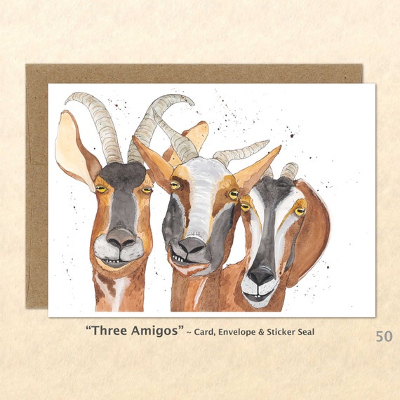 Three Goats Note Card Goat Cards Farm Cards Farm Yard | Etsy