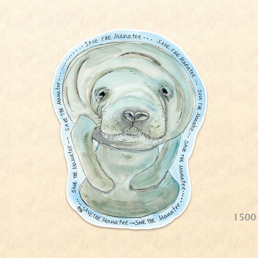 Save the Manatee Sticker Sea Cow Eco Sticker Water Bottle Sticker ...