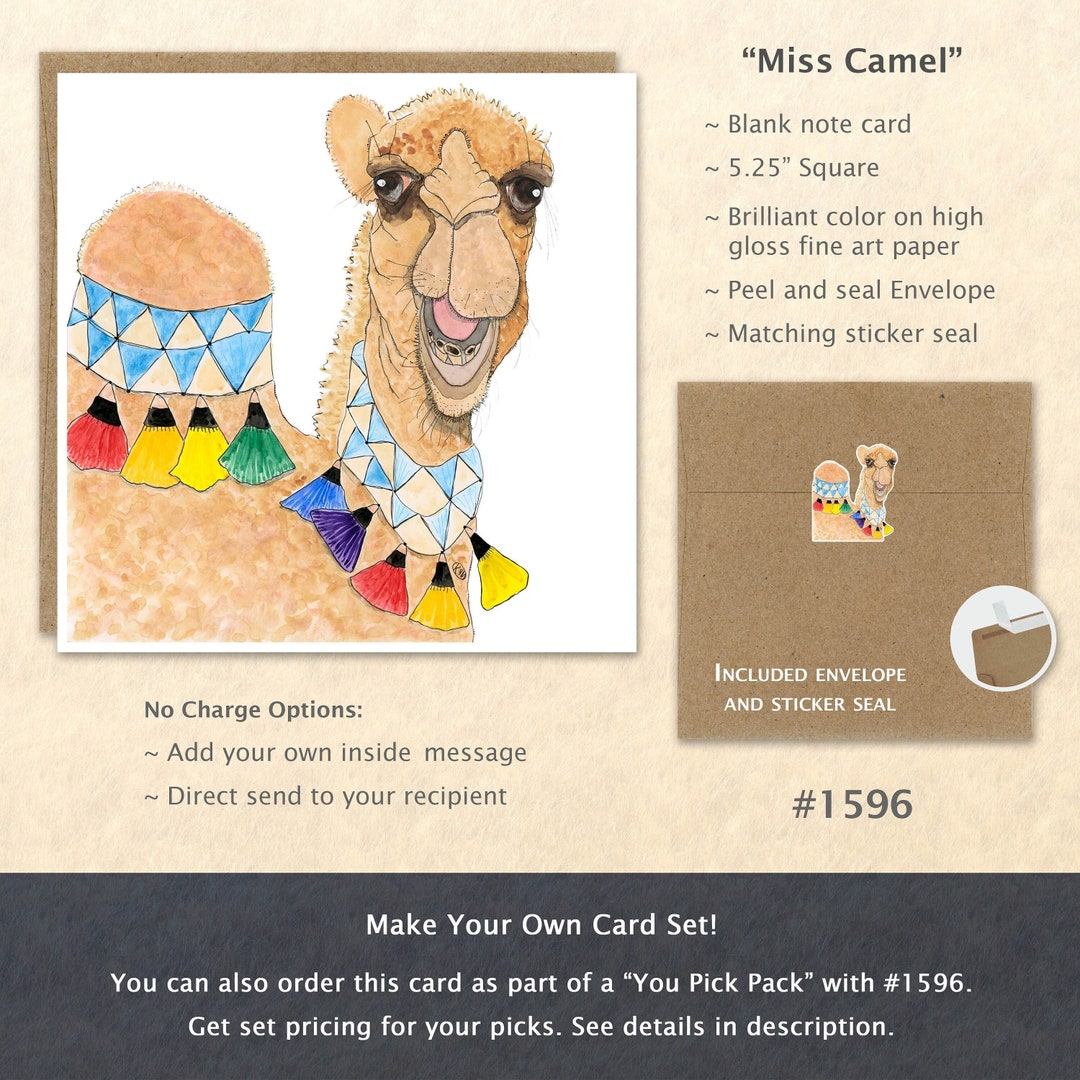 Camel Note Card Miss Camel Card Cute Animal Card Customizable Blank ...