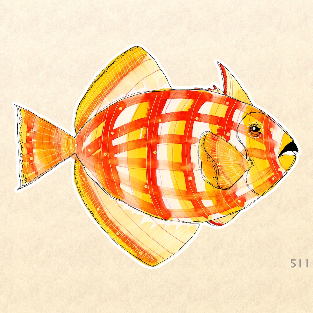 Fisch Aufkleber Silly Fish Sticker Fantasy Sticker Fun Animal Sticker ...