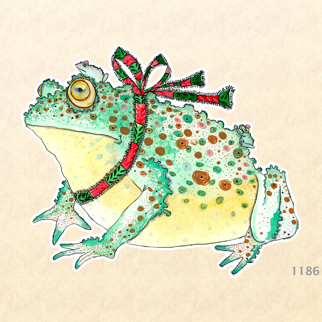 Toad in a Christmas Scarf Sticker Christmas Gift Wrapping Sticker ...