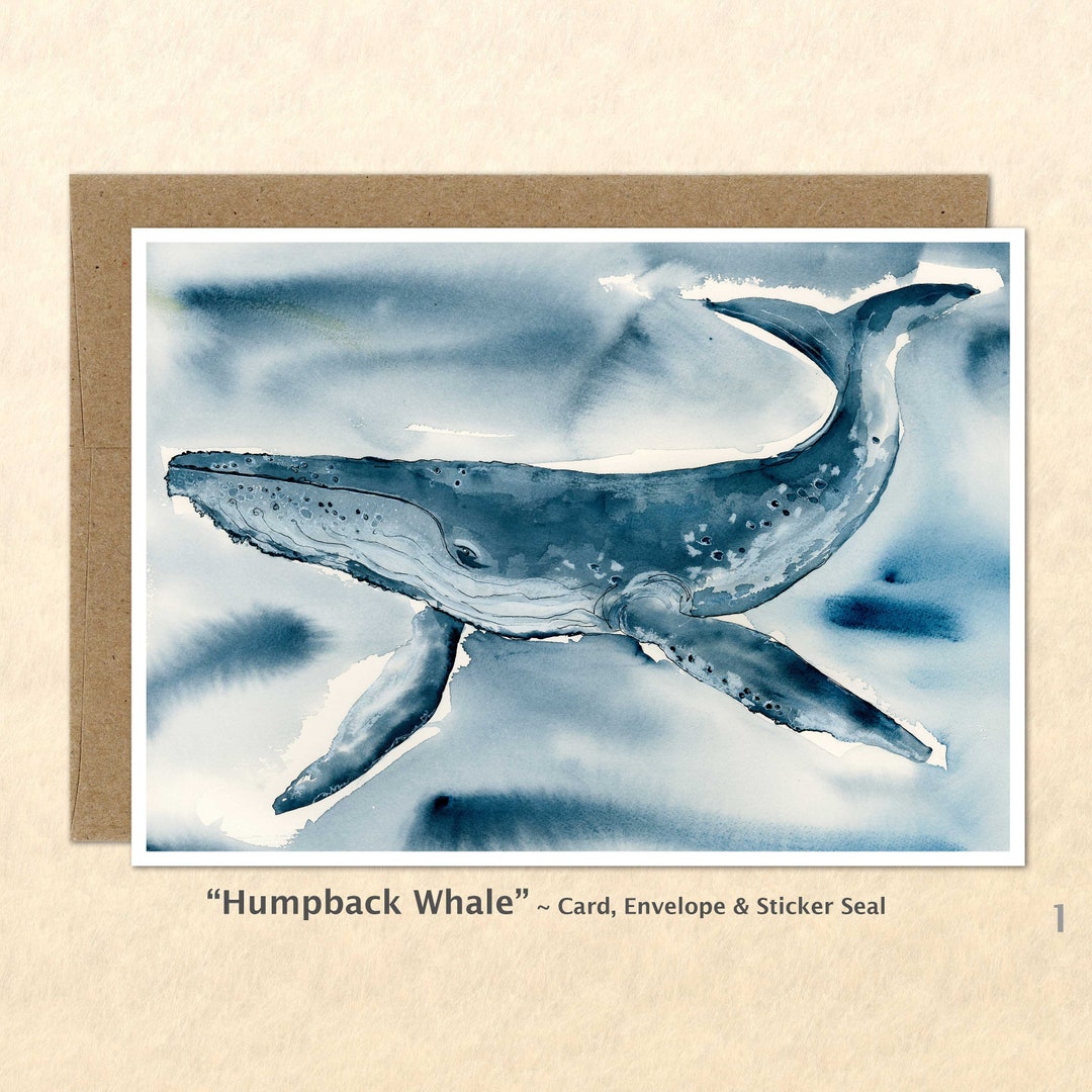 Humpback Whale Note Card, Whale Cards, Blank Note Card, Art Cards ...