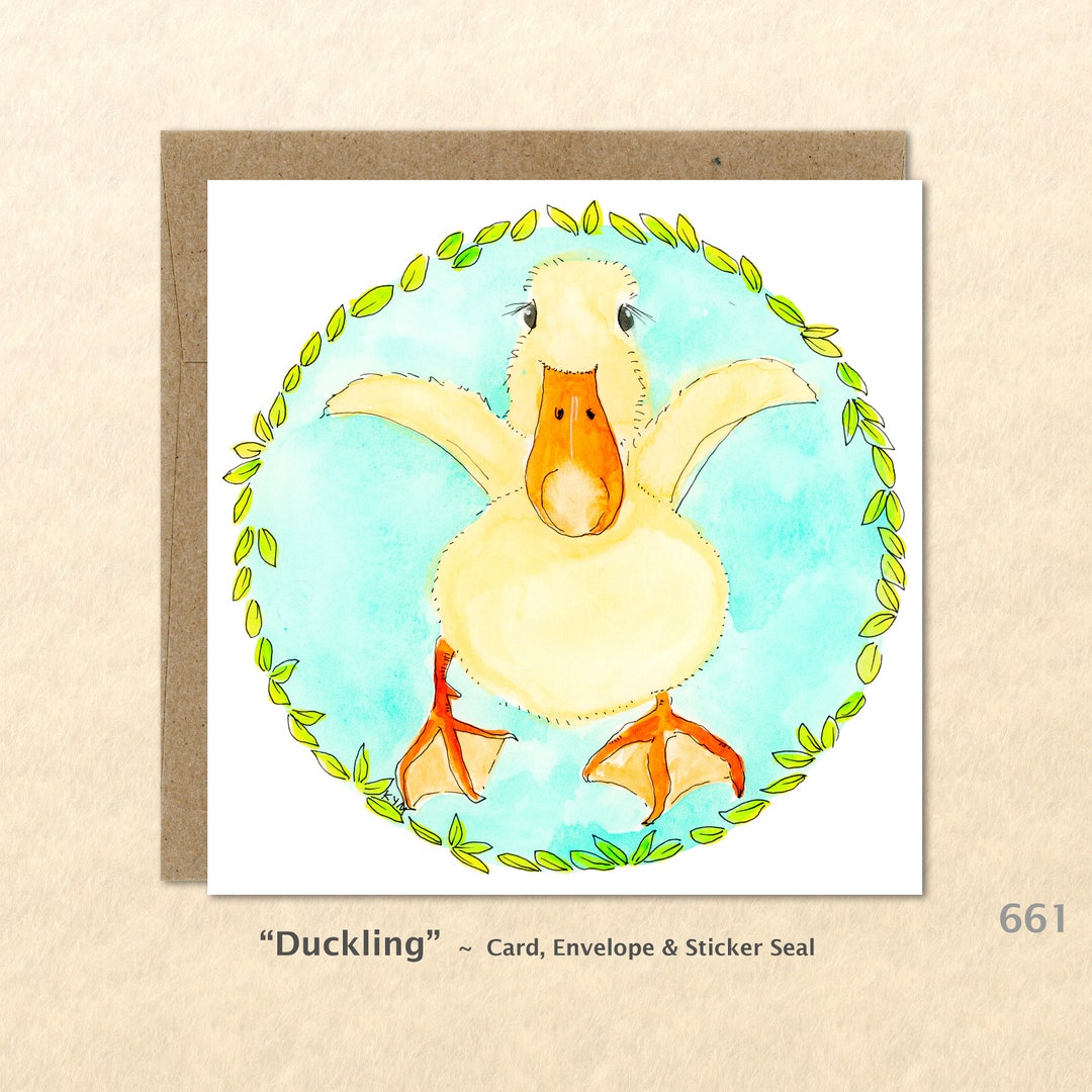 Cute Duckling Note Card Easter Card Baby Duck Card Customizable Blank ...