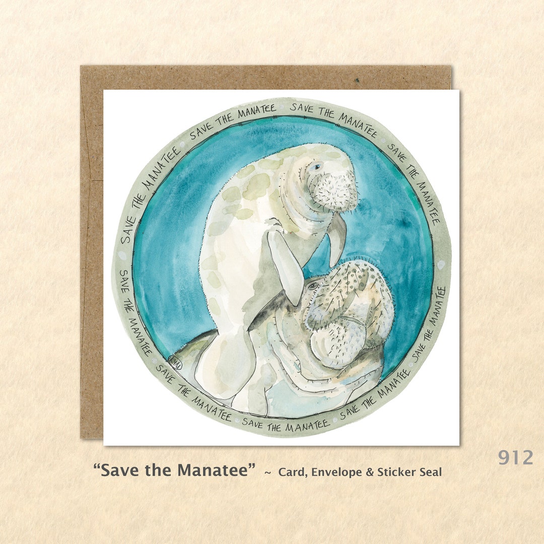 Save the Manatee Note Card Eco Card Customizable Blank Note Card ...