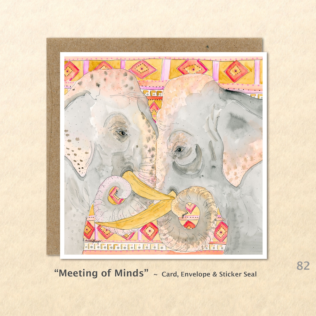 Painted Elephant Note Card Indian Elephants Friends Note Card ...