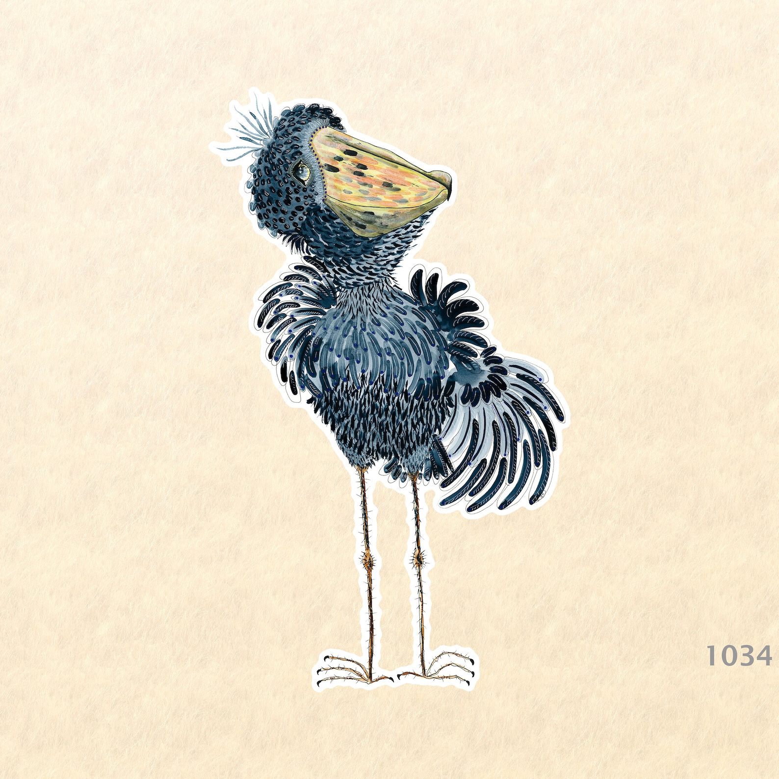 Shoebill Stork Sticker Bird Sticker Watercolor Art Water Bottle Sticker ...