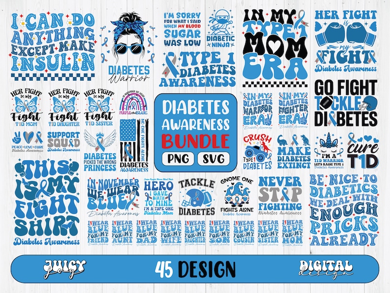 Diabetes Awareness SVG PNG Bundle: T1D Cricut Sublimation Designs ...