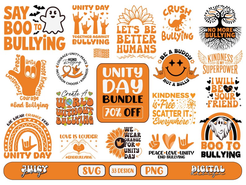 Unity Day SVG PNG Bundle: Anti Bullying Designs (digital Download) - Etsy