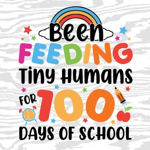 100 Days of School Svg Png, Been Feeding Tiny Humans for 100 Days of ...