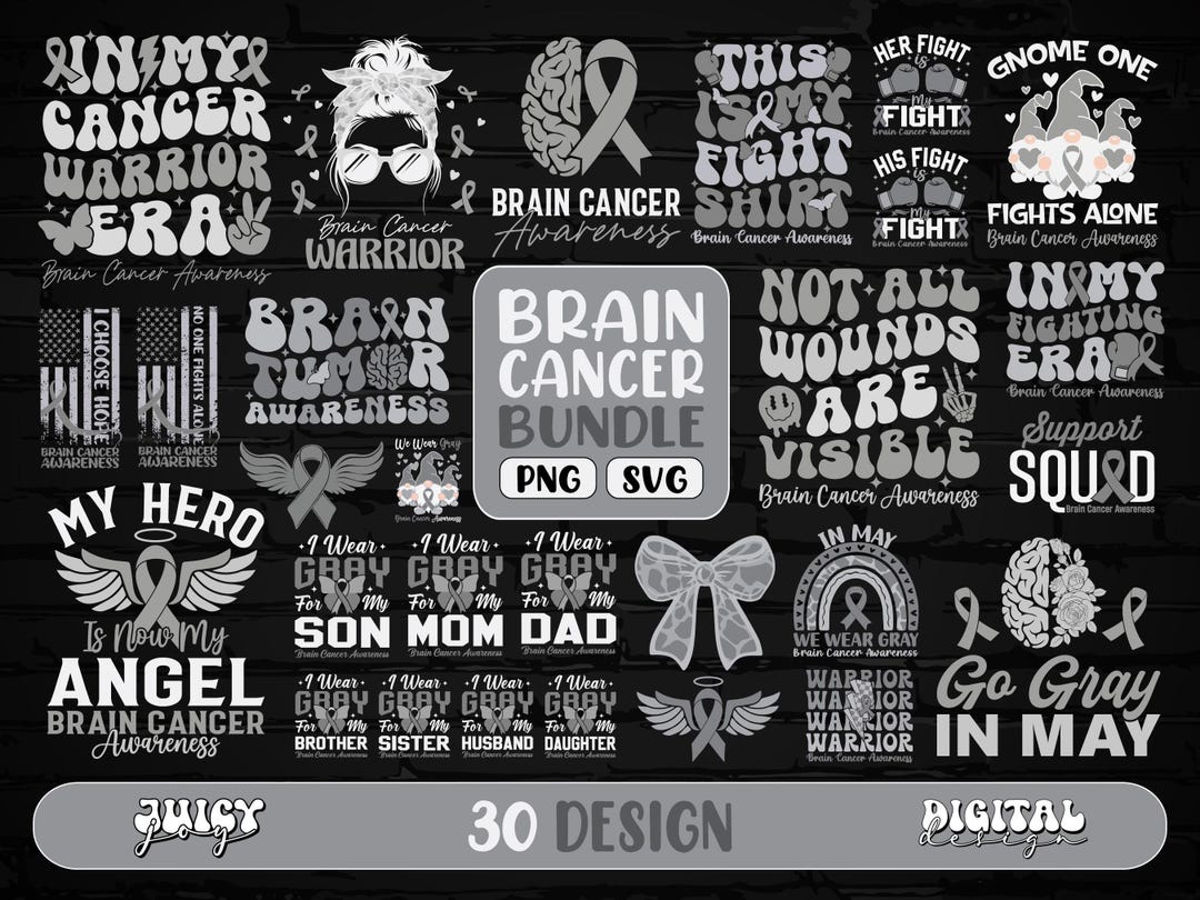 Brain Cancer Awareness Svg Png Bundle, Brain Tumor Png Bundle, Brain ...