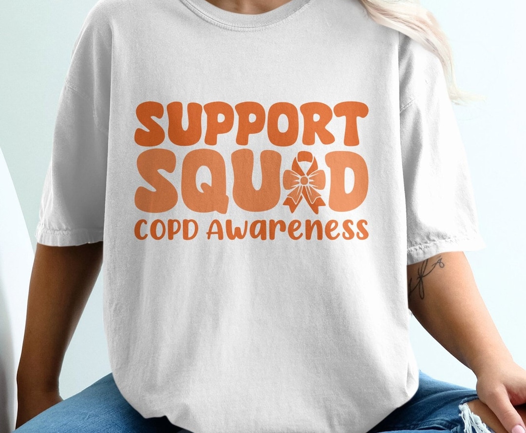Retro Support Squad Svg Png, Copd Awareness Svg Png, Orange Ribbon ...