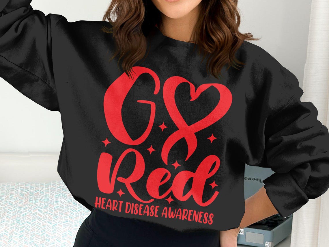 Go Red Heart Disease Awareness SVG PNG: Ribbon Cricut Design (digital ...