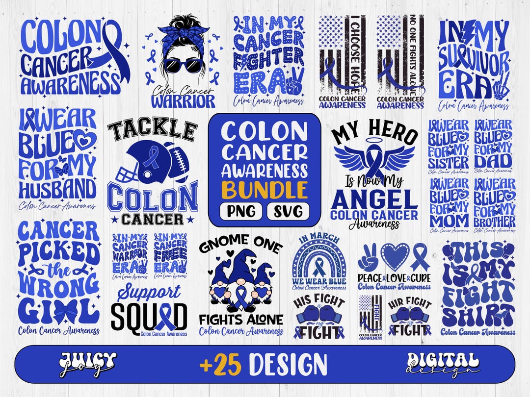 Colon Cancer Awareness SVG PNG Bundle: Warrior Support Design (digital ...