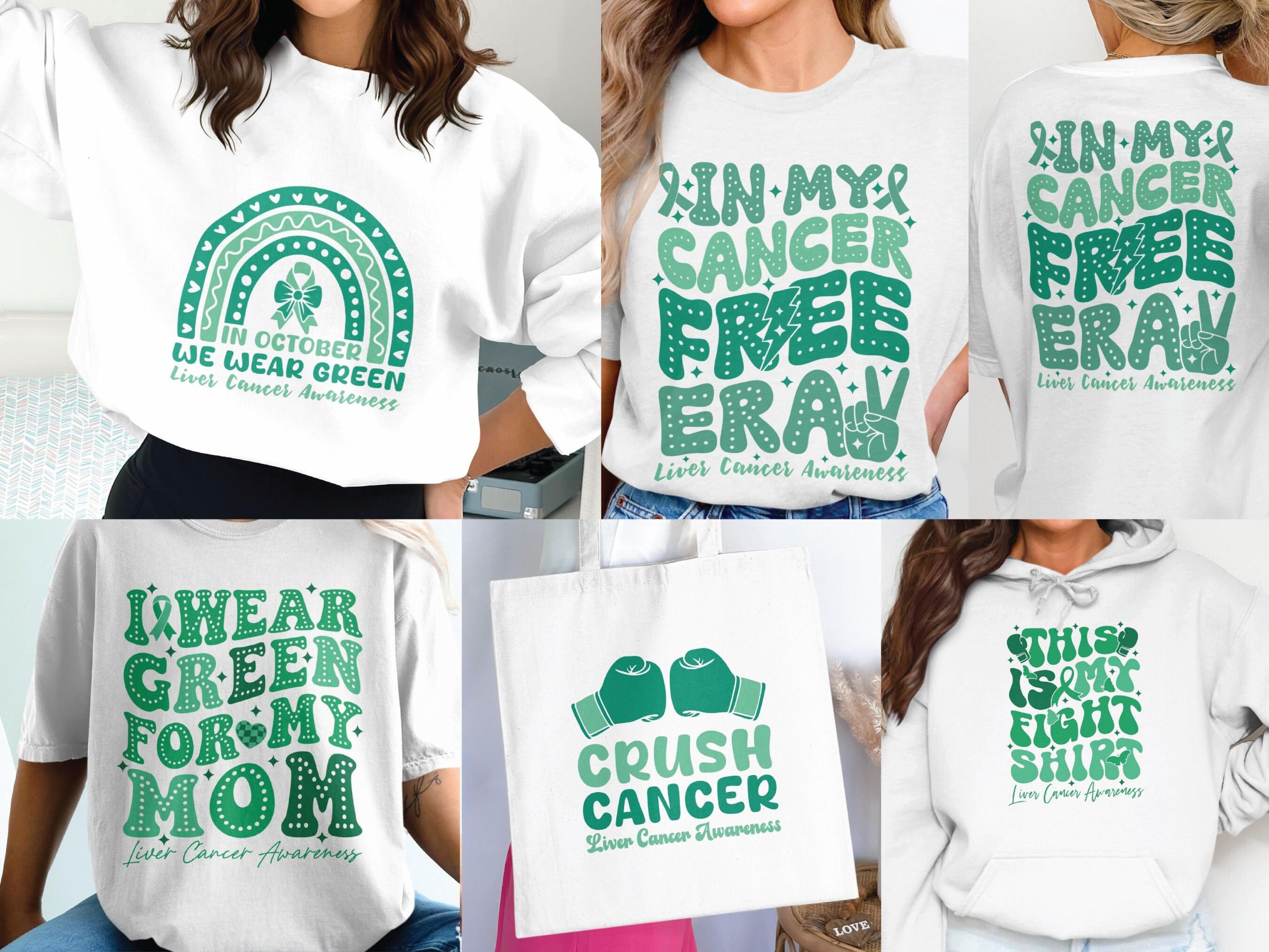 Liver Cancer Awareness Bundle Svg Png, Green Ribbon Svg, Liver Cancer ...