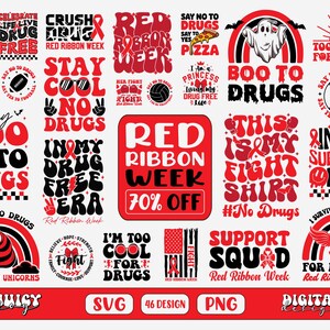 Red Ribbon Week SVG PNG Bundle, Drug-free Designs (digital Download) - Etsy