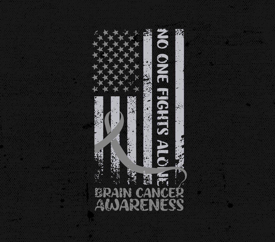 Brain Cancer Flag Svg Png, Brain Tumor Awareness Svg Png, Grey Ribbon ...