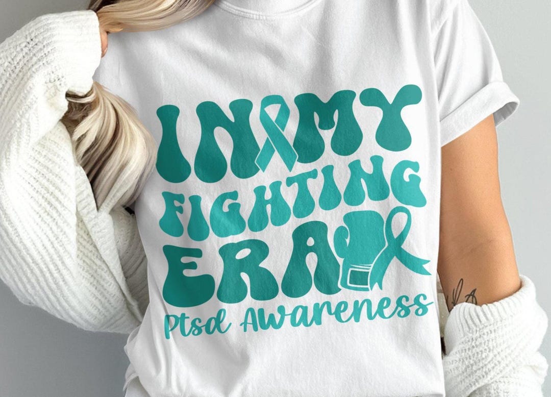 PTSD Awareness Svg Png, in My Fighting Era Svg, Teal Ribbon Post ...