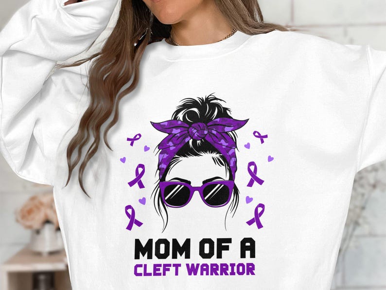 Cleft Craniofacial Awareness Svg Png, Mom of a Cleft Warrior Messy Bun ...