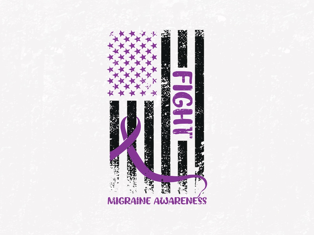 Migraine Flag Svg, Migraine Awareness Svg Png, Purple Ribbon, Chronic ...