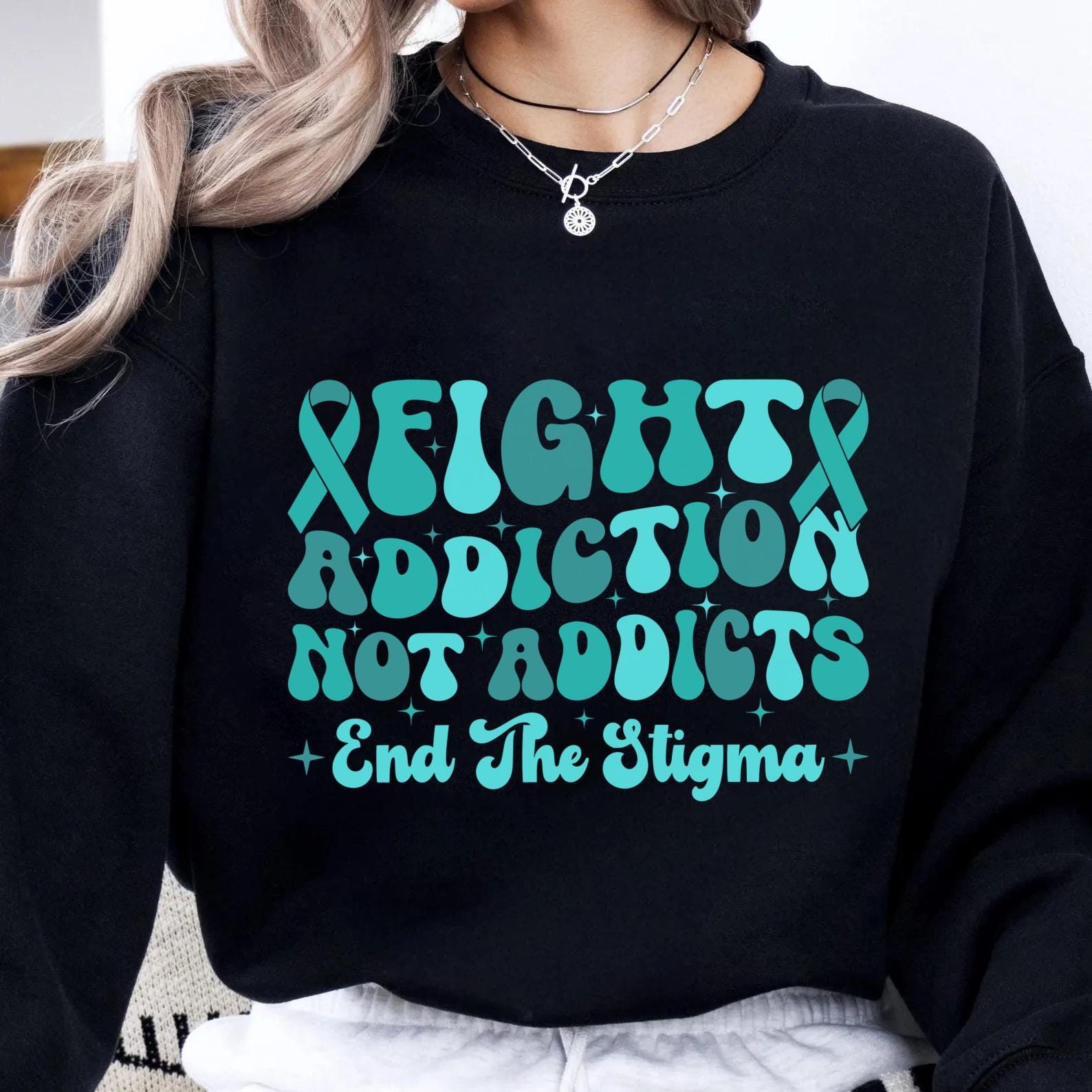 Addiction Recovery Awareness SVG PNG Bundle: Teal Ribbon Fighter ...
