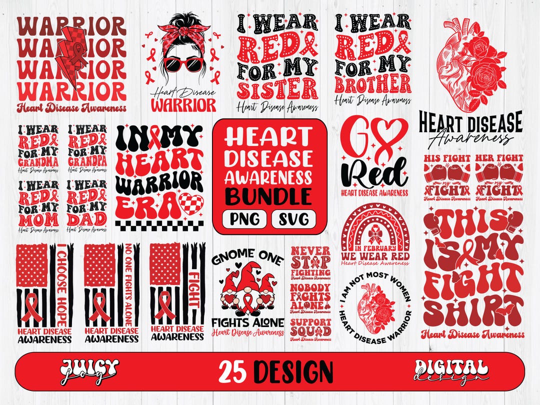 Heart Disease Awareness SVG PNG Bundle (digital Download) - Etsy