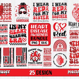 Heart Disease Awareness SVG PNG Bundle (digital Download) - Etsy