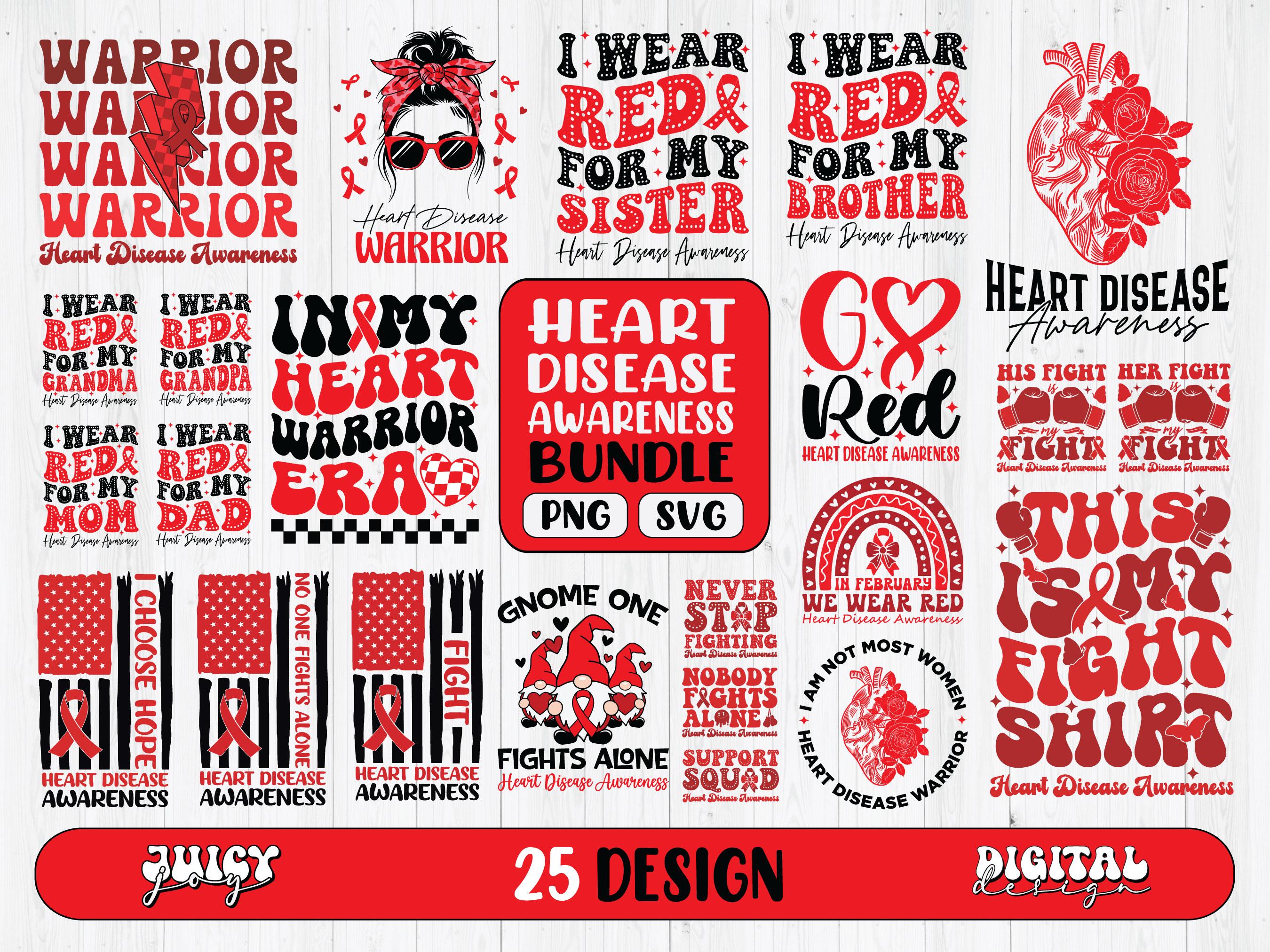 Heart Disease Awareness SVG PNG Bundle (digital Download) - Etsy