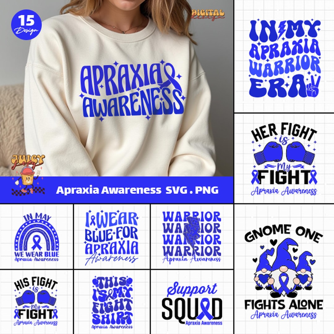 Apraxia Awareness SVG PNG Bundle: Blue Ribbon Design (digital Download ...