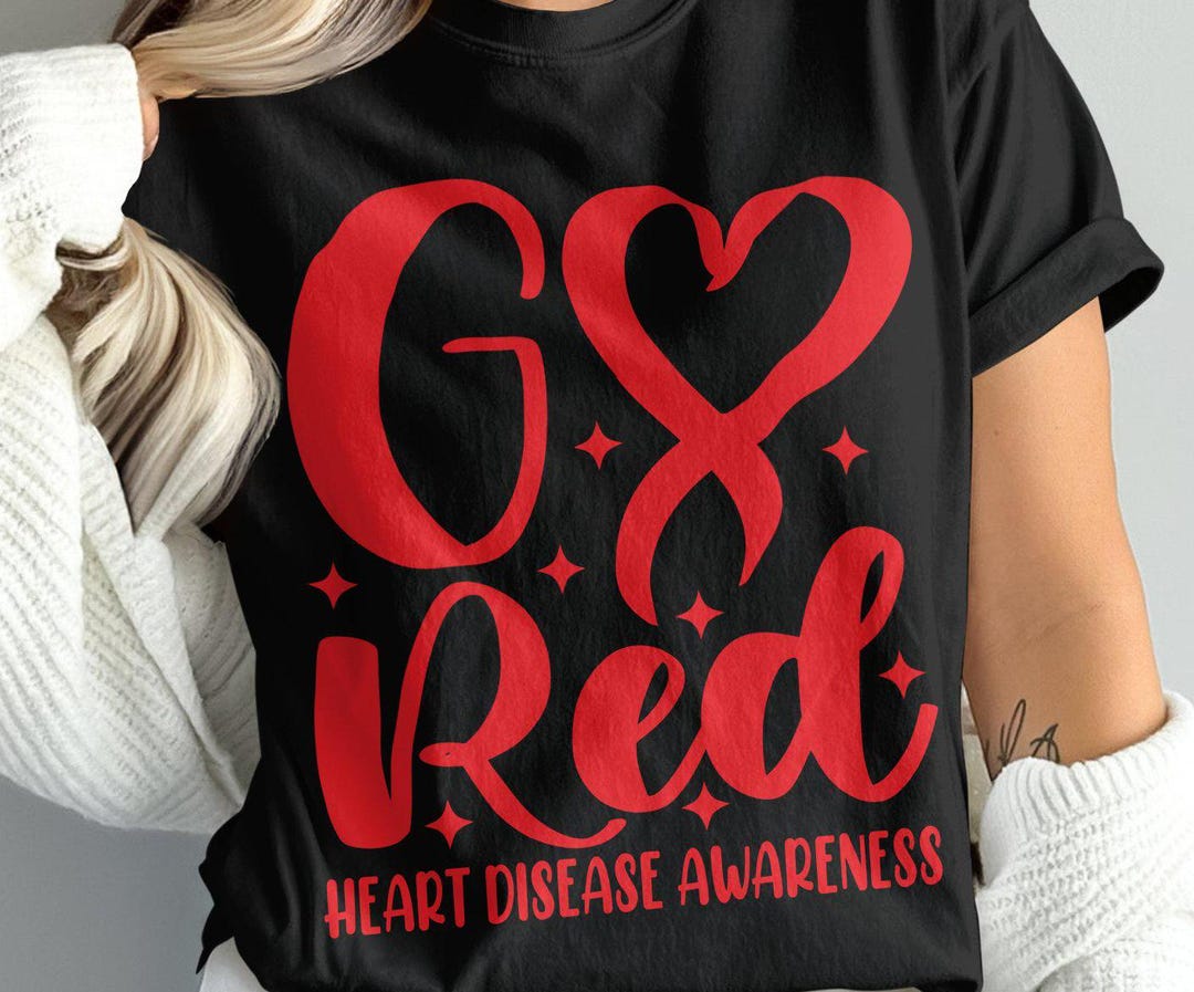 Go Red Heart Disease Awareness SVG PNG: Ribbon Cricut Design (digital ...