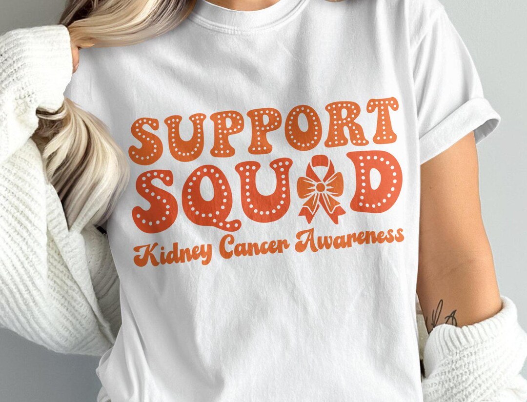 Kidney Cancer Awareness Png Svg, Retro Support Squad Svg Cricut, Orange ...