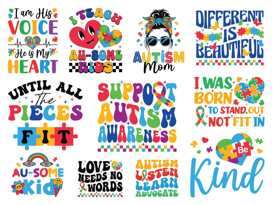 Autism Awareness Svg Png Bundle, Autism Mom Svg, Puzzle Piece Clipart ...