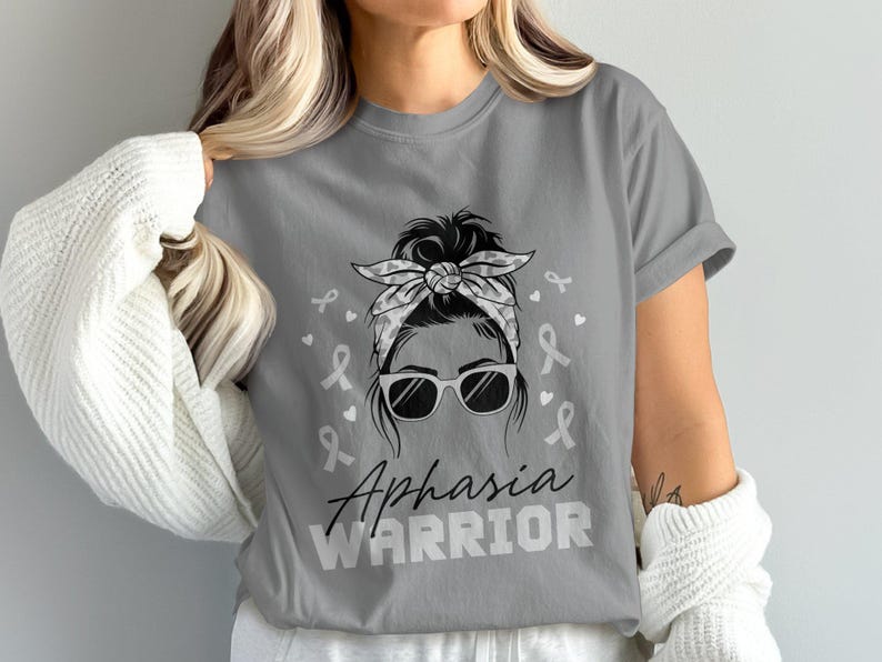 Aphasia Awareness SVG PNG Bundle, Gray Ribbon, Warrior Survivor, Family ...