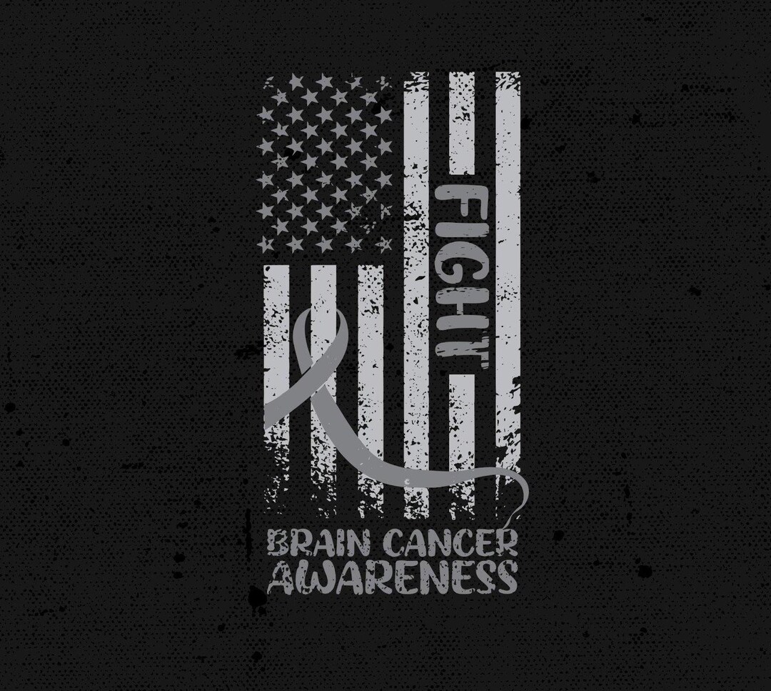 Brain Cancer Flag Svg Png, Brain Tumor Awareness Svg Png, Grey Ribbon ...