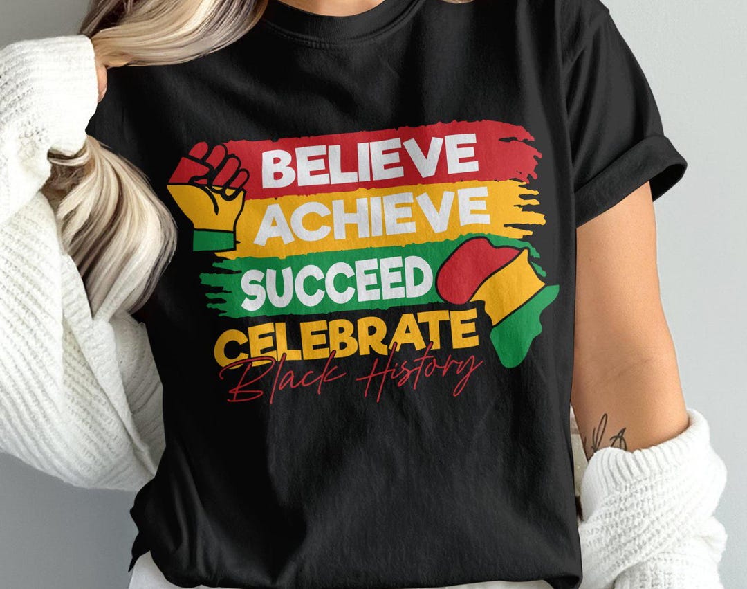 Black History Month Svg Png, Believe Achieve Succeed Celebrate Black ...