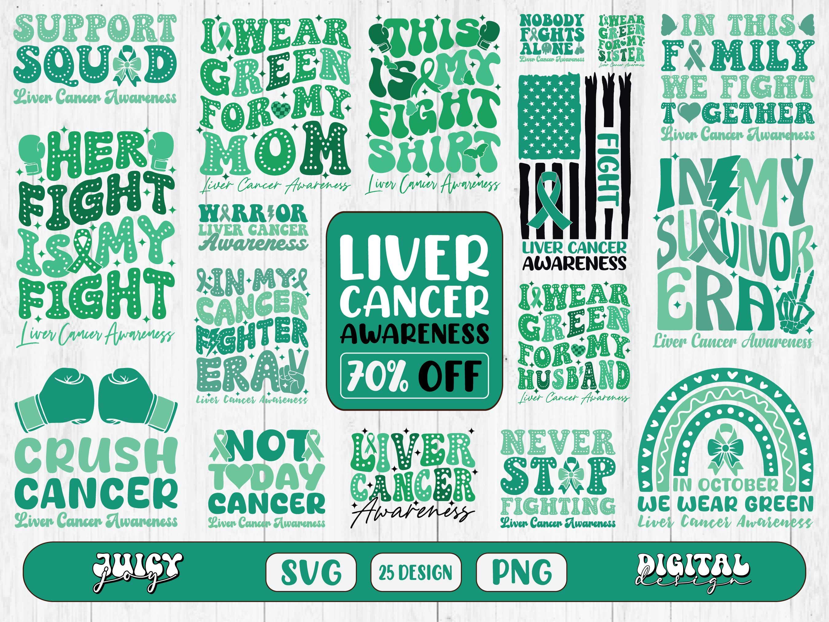 Liver Cancer Awareness Bundle, Green Ribbon SVG PNG (digital Download ...