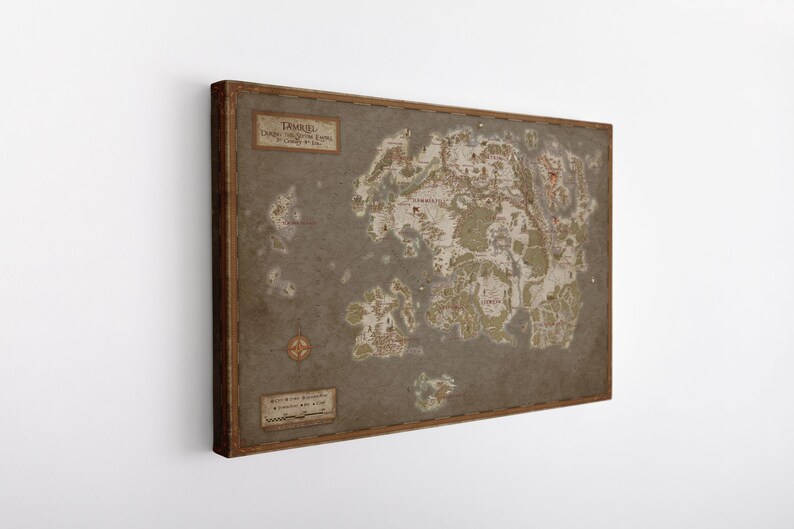 Tamriel Map Canvas or Poster, Fantasy Game Map, Tamriel From the Elder ...
