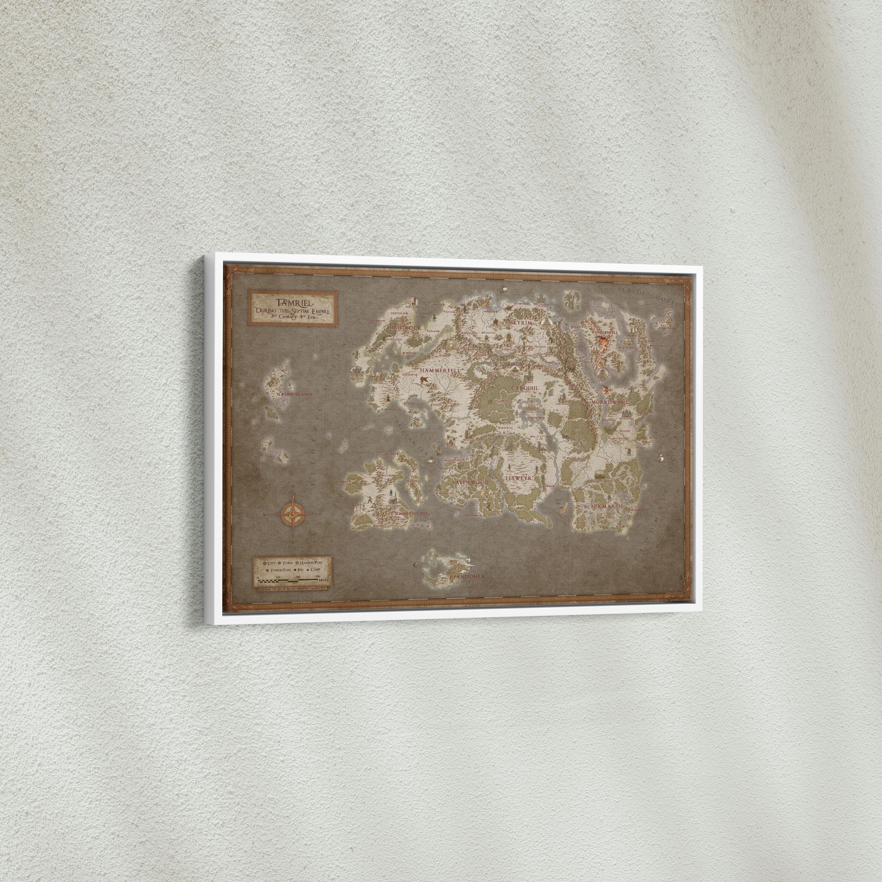 Tamriel Map Canvas or Poster, Fantasy Game Map, Tamriel From the Elder ...