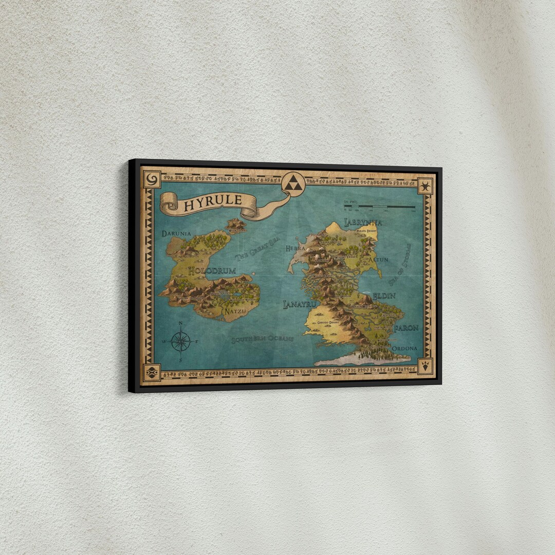 Hyrule Map Poster or Canvas, Hyrule Map From the Legend of Zelda Poster ...